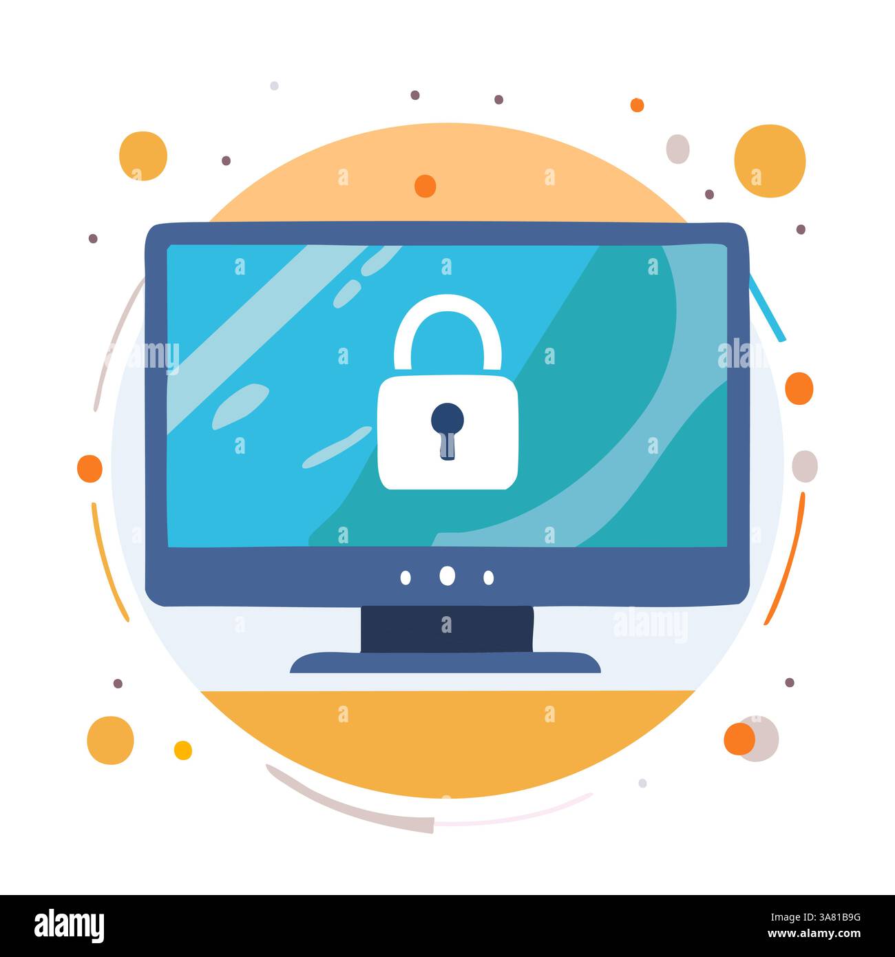 Insecurity on monitor in trendy flat style isolated on white background ...