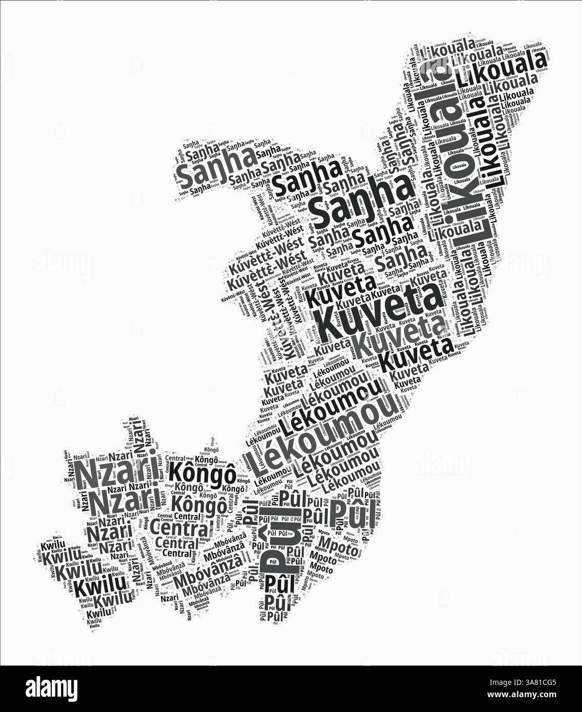 Republic of the Congo Text Style Regions. Country region names word ...