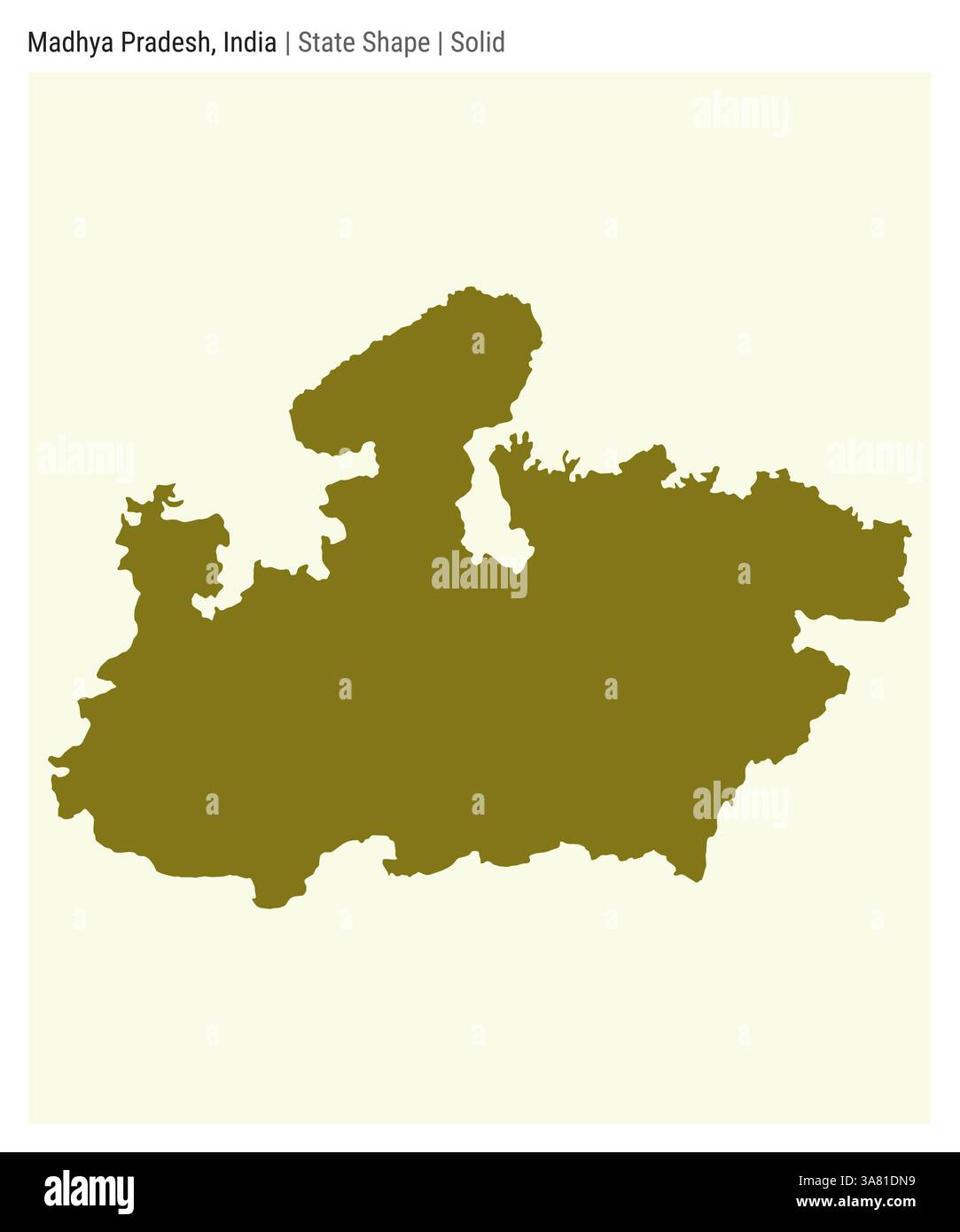 Madhya Pradesh, India. Simple vector map. State shape. Solid style ...