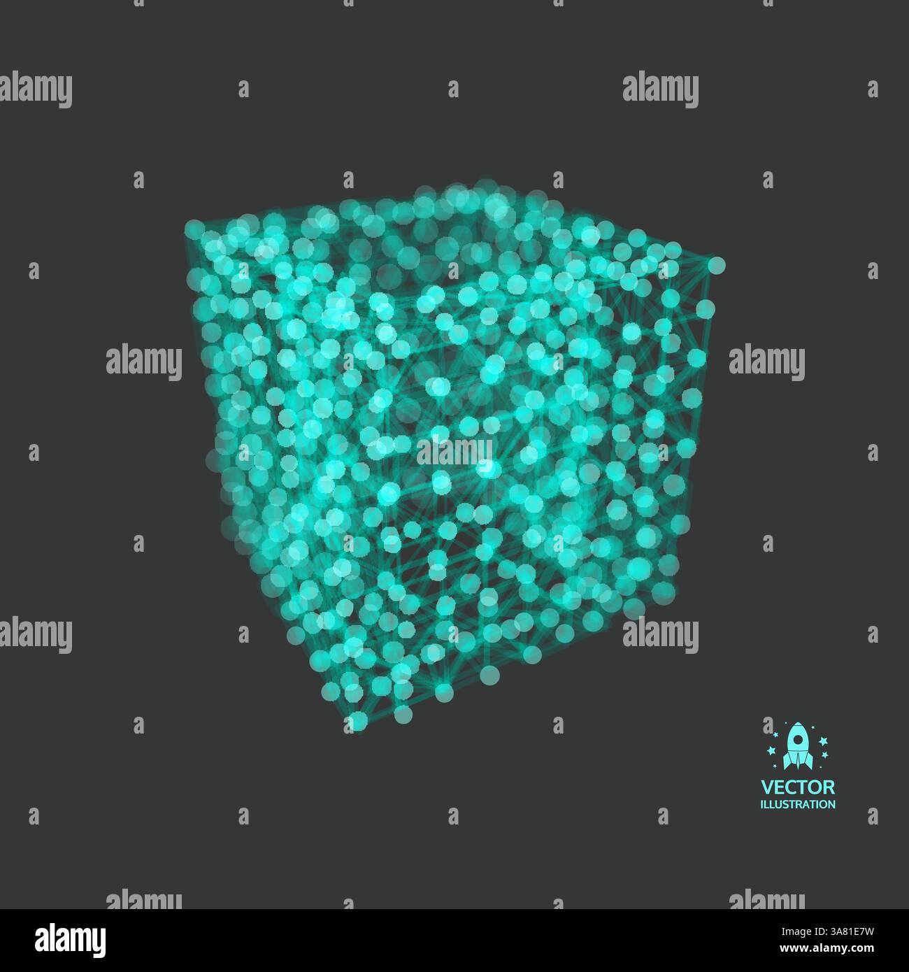 Cube. Connection structure. 3D grid design. Molecular lattice Stock ...