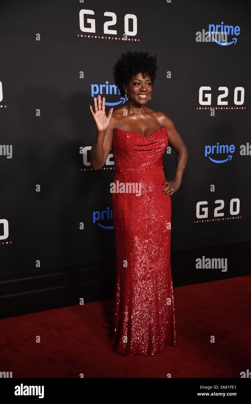 Viola Davis arrives at the premiere of "G20" on Thursday, March 27 ...