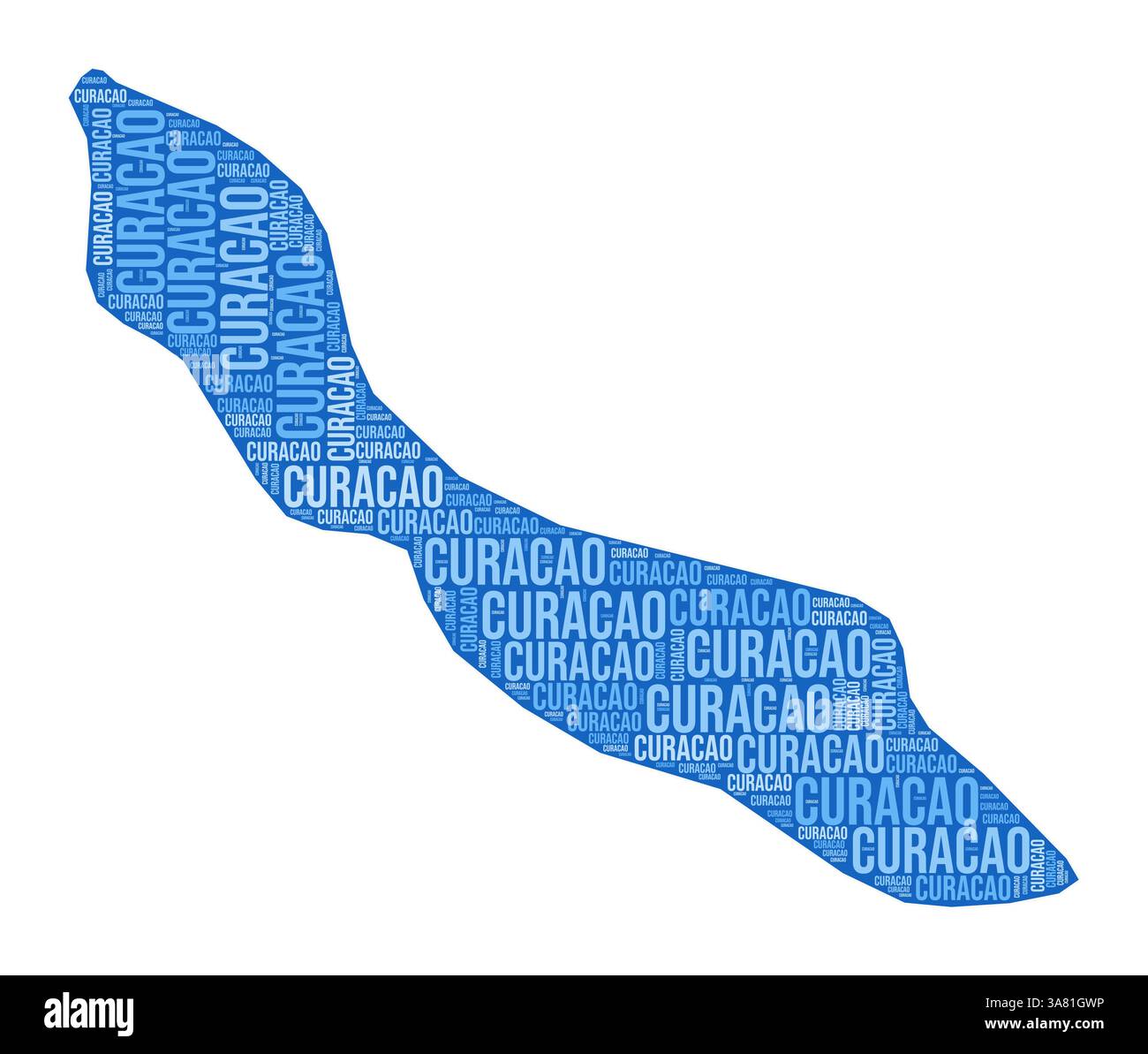 Curacao shape. Country word cloud with region division. Curacao colored ...