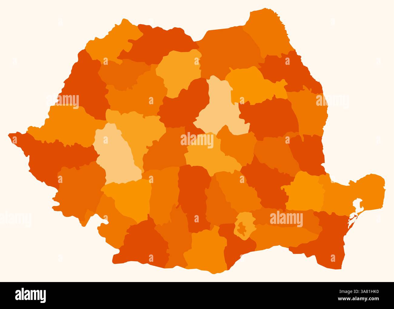 Map of Romania with regions. Just a simple country border map with ...