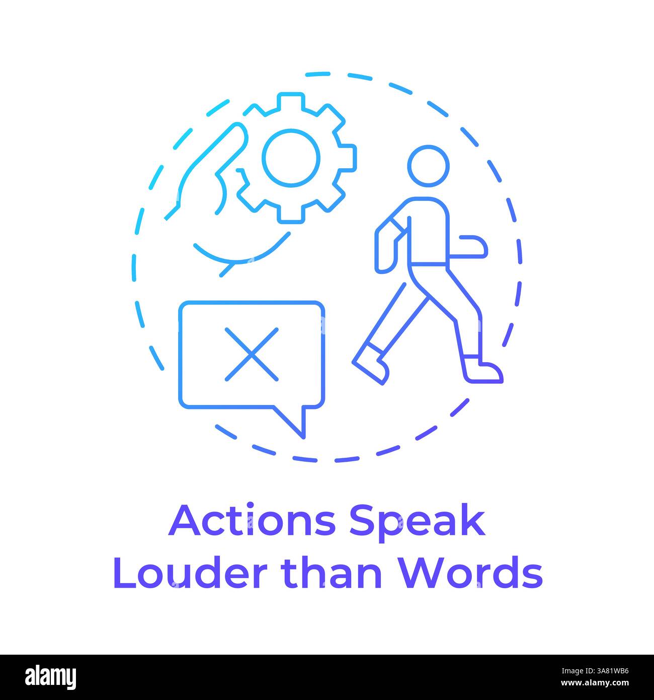 Actions speak louder than words blue gradient concept icon Stock Vector ...