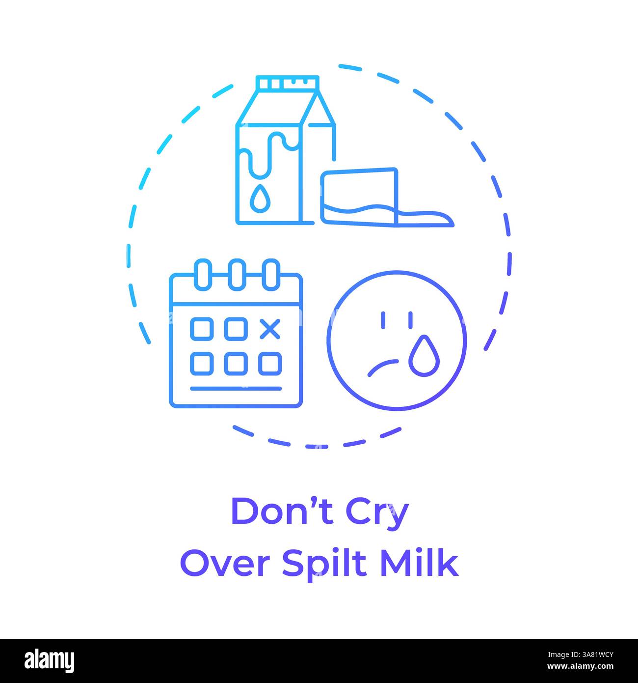 Dont cry over spilt milk blue gradient concept icon Stock Vector Image ...