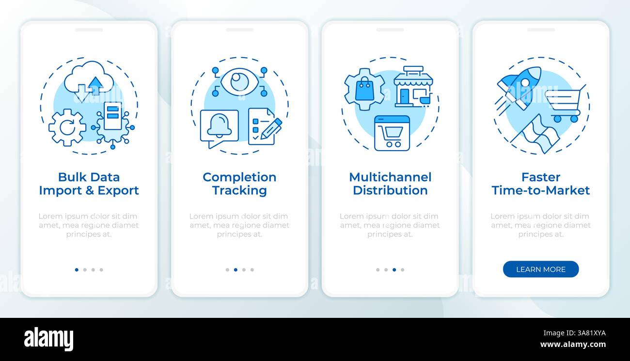Benefits of using PIM system blue onboarding mobile app screen Stock Vector Image & Art - Alamy