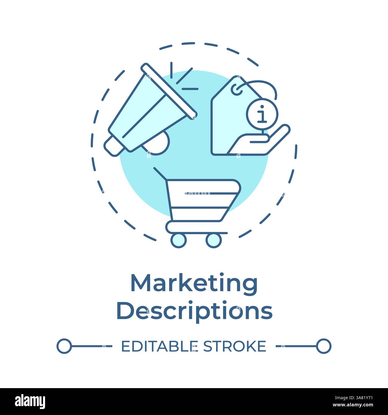 Marketing descriptions soft blue concept icon Stock Vector Image & Art ...