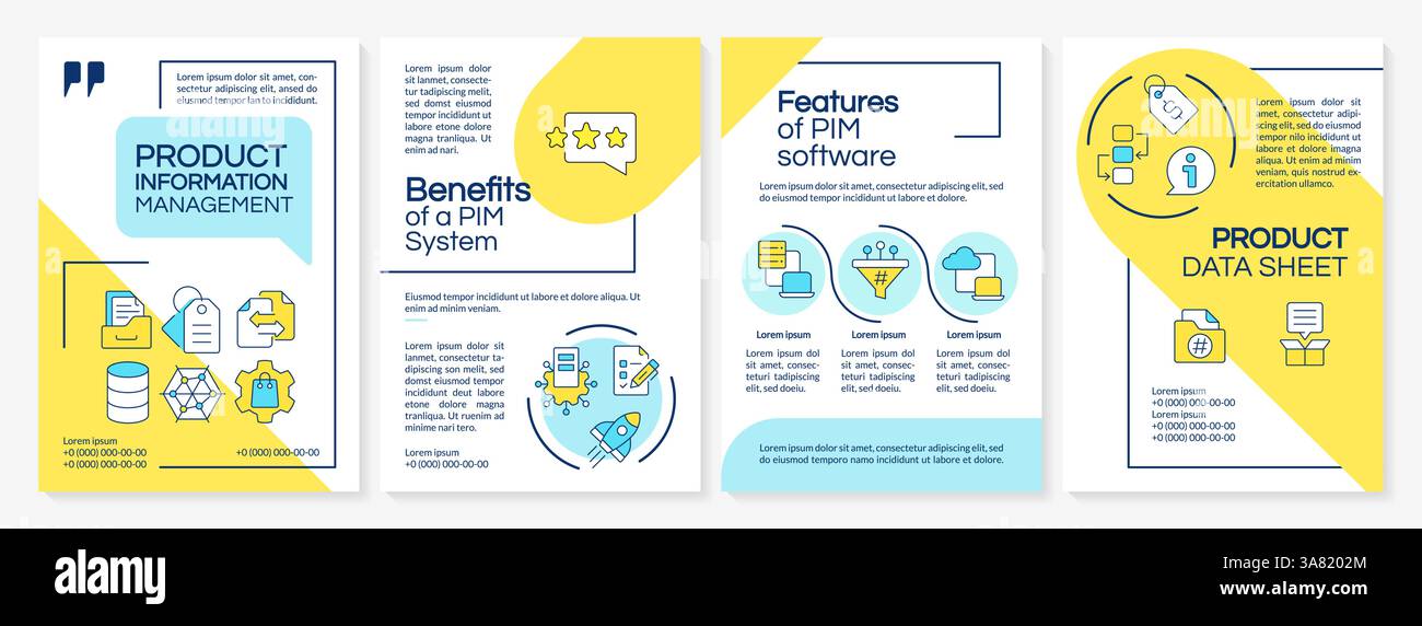 Product information management blue and yellow brochure layout Stock ...