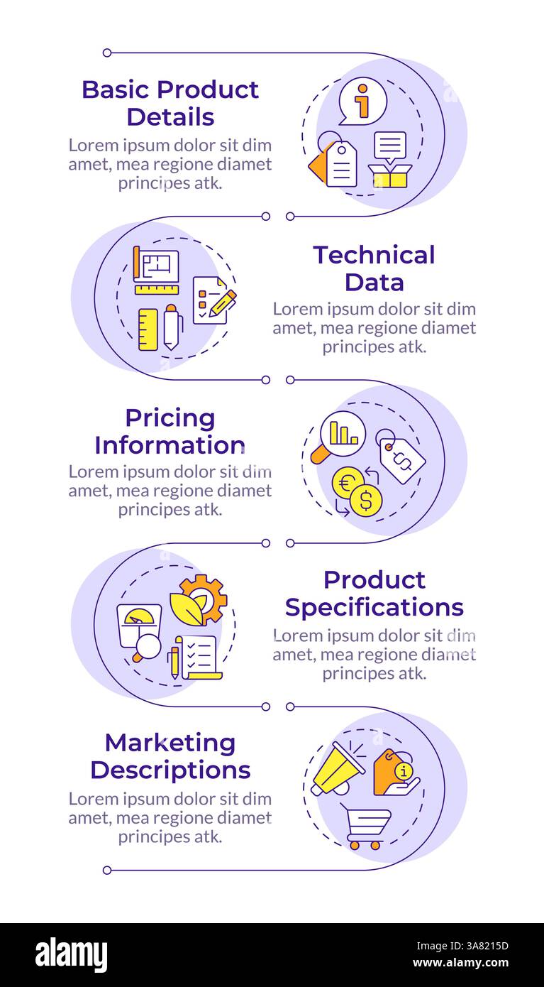 Product data sheet infographic vertical sequence Stock Vector Image & Art - Alamy