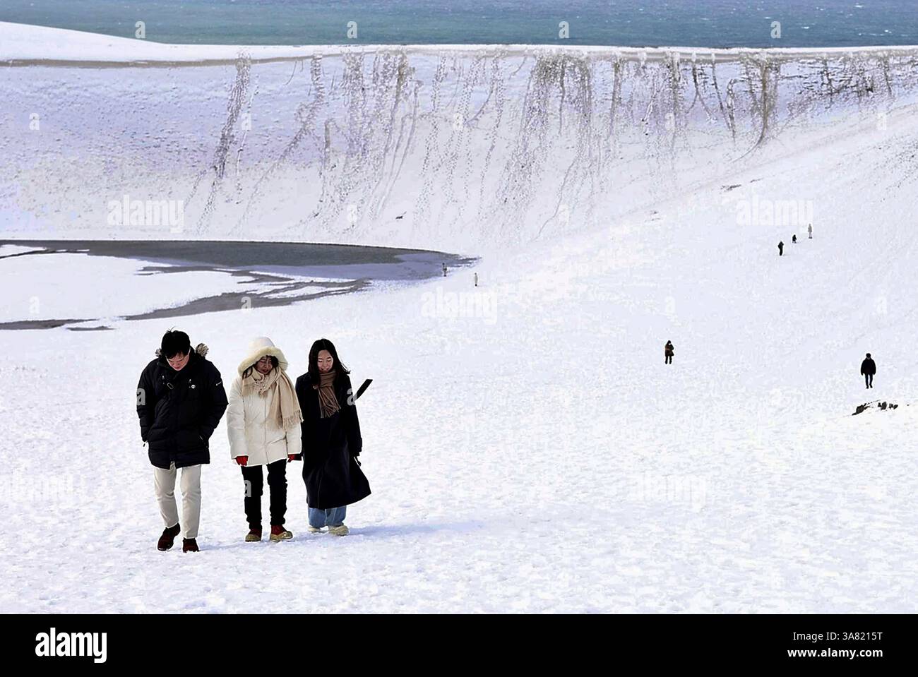 The Tottori Sand Dunes is covered snow in Tottori City, Tottori ...