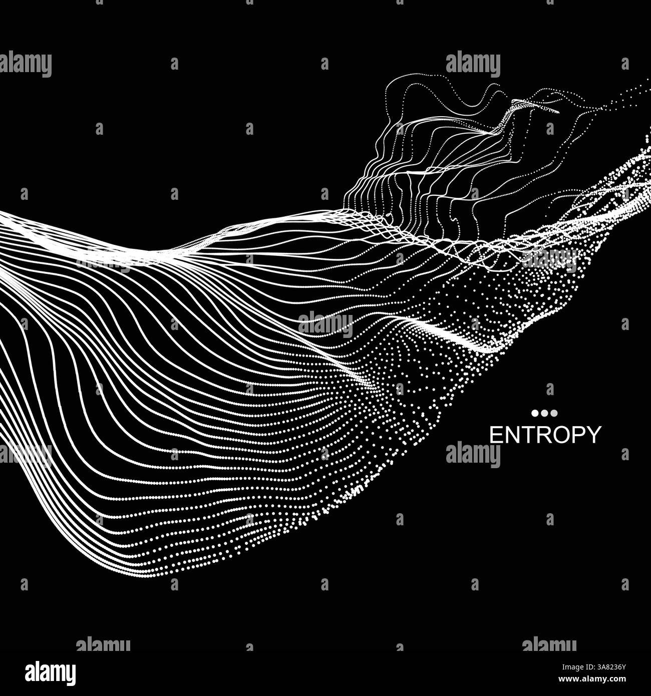 Wave Background. Abstract Vector Illustration. 3D Technology Style. Network Design with Particle ...