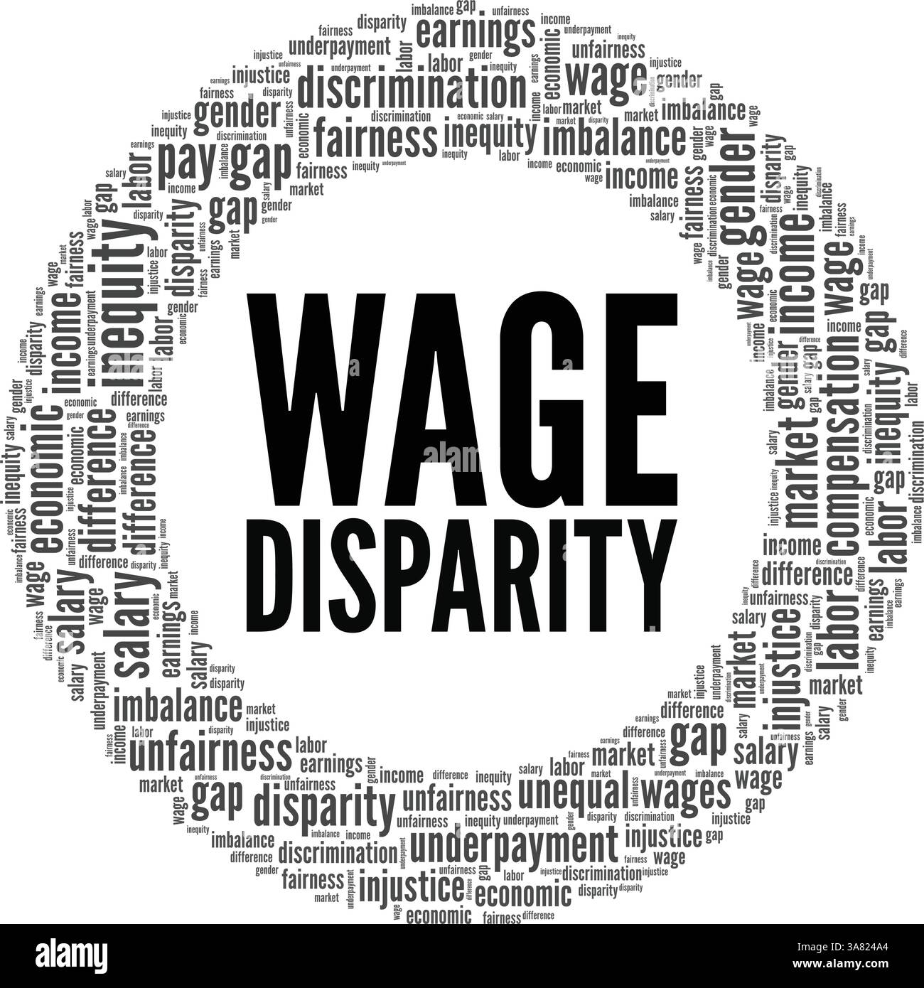 Wage Disparity word cloud conceptual design isolated on white ...