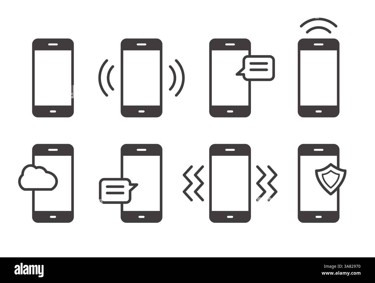 Cell phone icon set. Mobile phone outline symbol illustration Stock ...