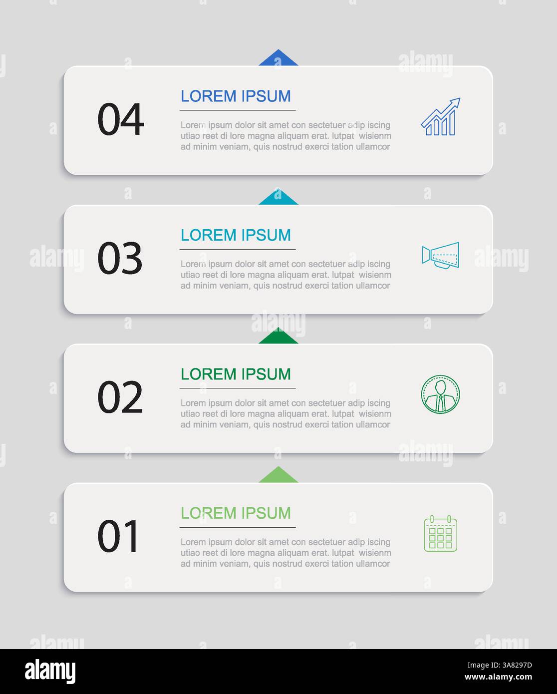 4 data infographics rectangle tab index template. Illustration business ...