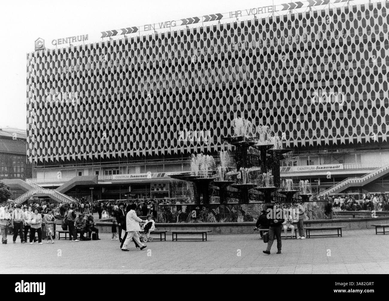 Alexanderplatz in the center of East Berlin with passers-by at the ...