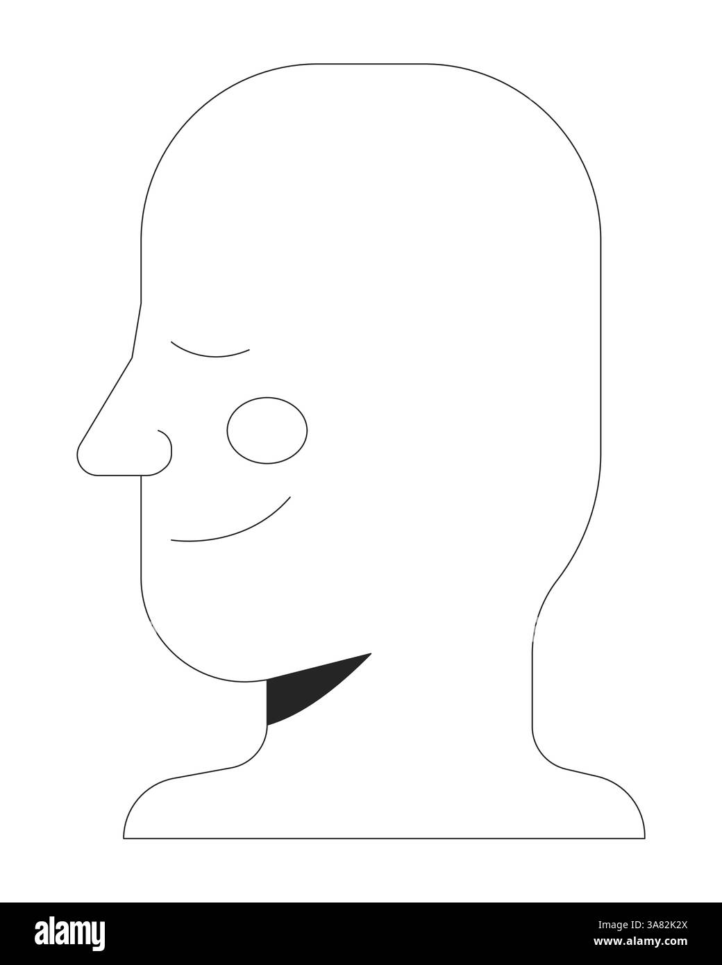 Peaceful minimalist human face in side profile 2D line character Stock ...