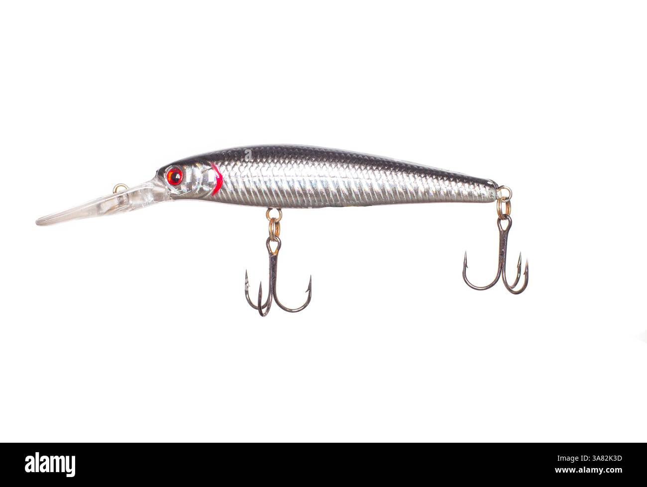 silver fishing lure on white background, isolate Stock Photo - Alamy