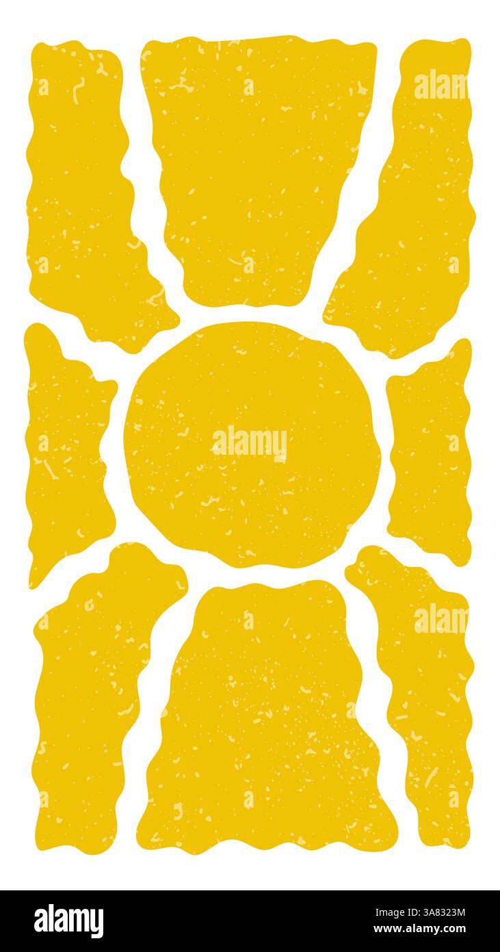 Groovy retro abstract sun backgrounds. Organic doodle shapes in trendy ...