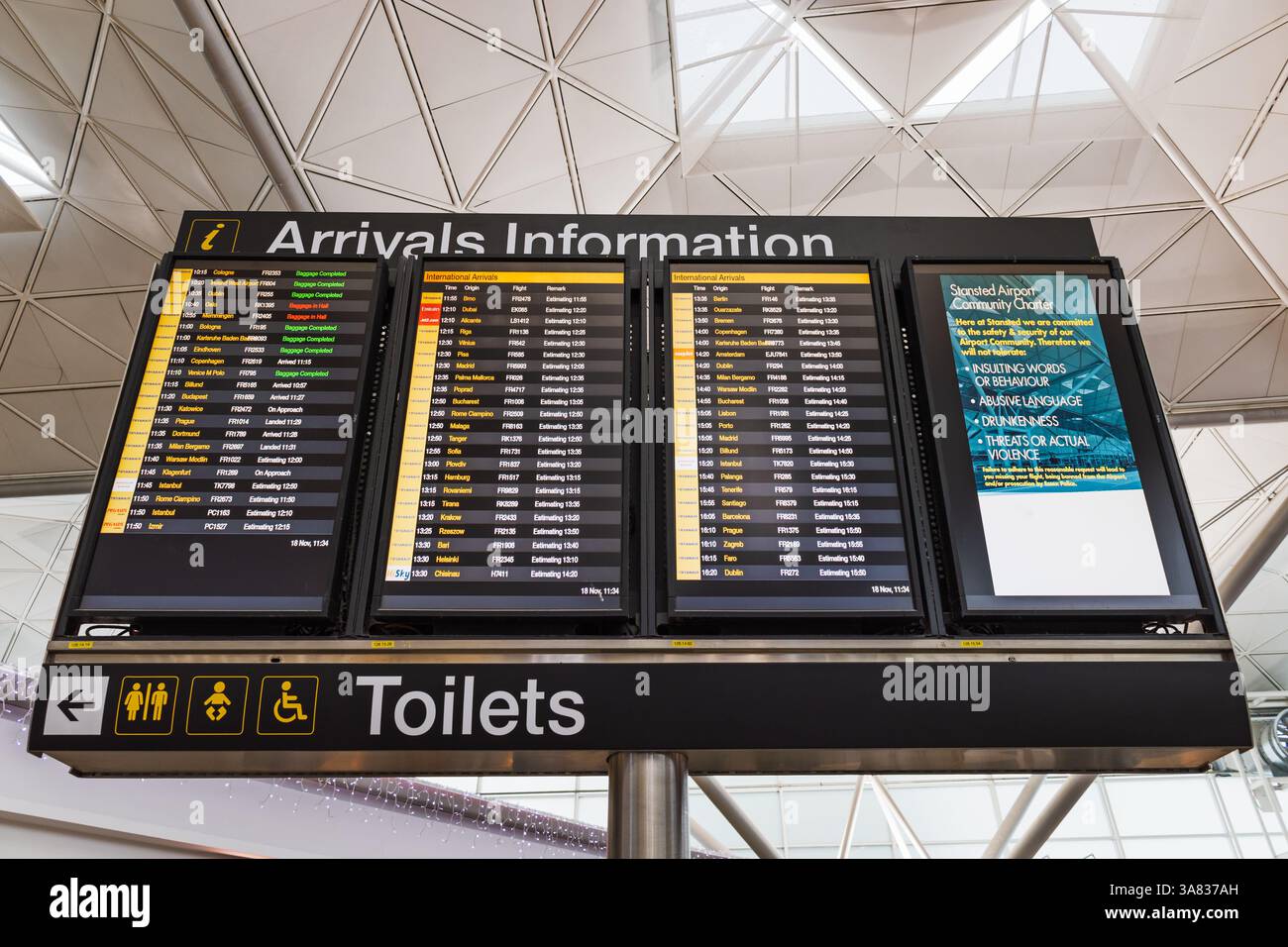 Airport Arrivals Information Display Board Showing Flight Status ...