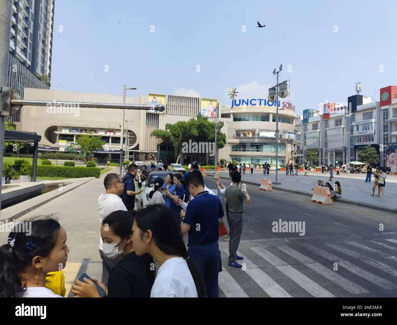 Yangon. 28th Mar, 2025. This photo taken with a mobile phone shows ...