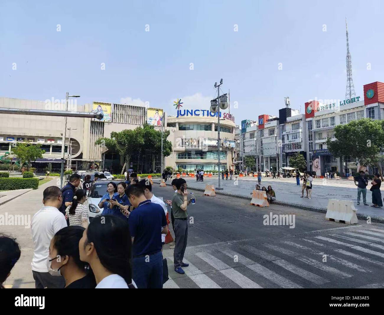 Yangon. 28th Mar, 2025. This photo taken with a mobile phone shows ...