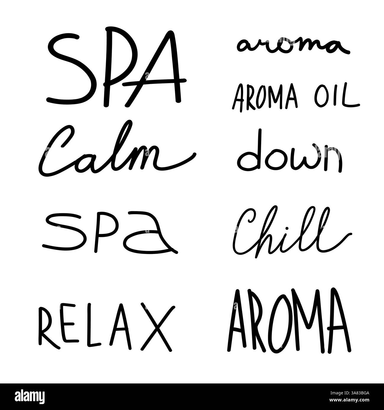 Spa and aroma handwritten words for typography-focused wellness ...