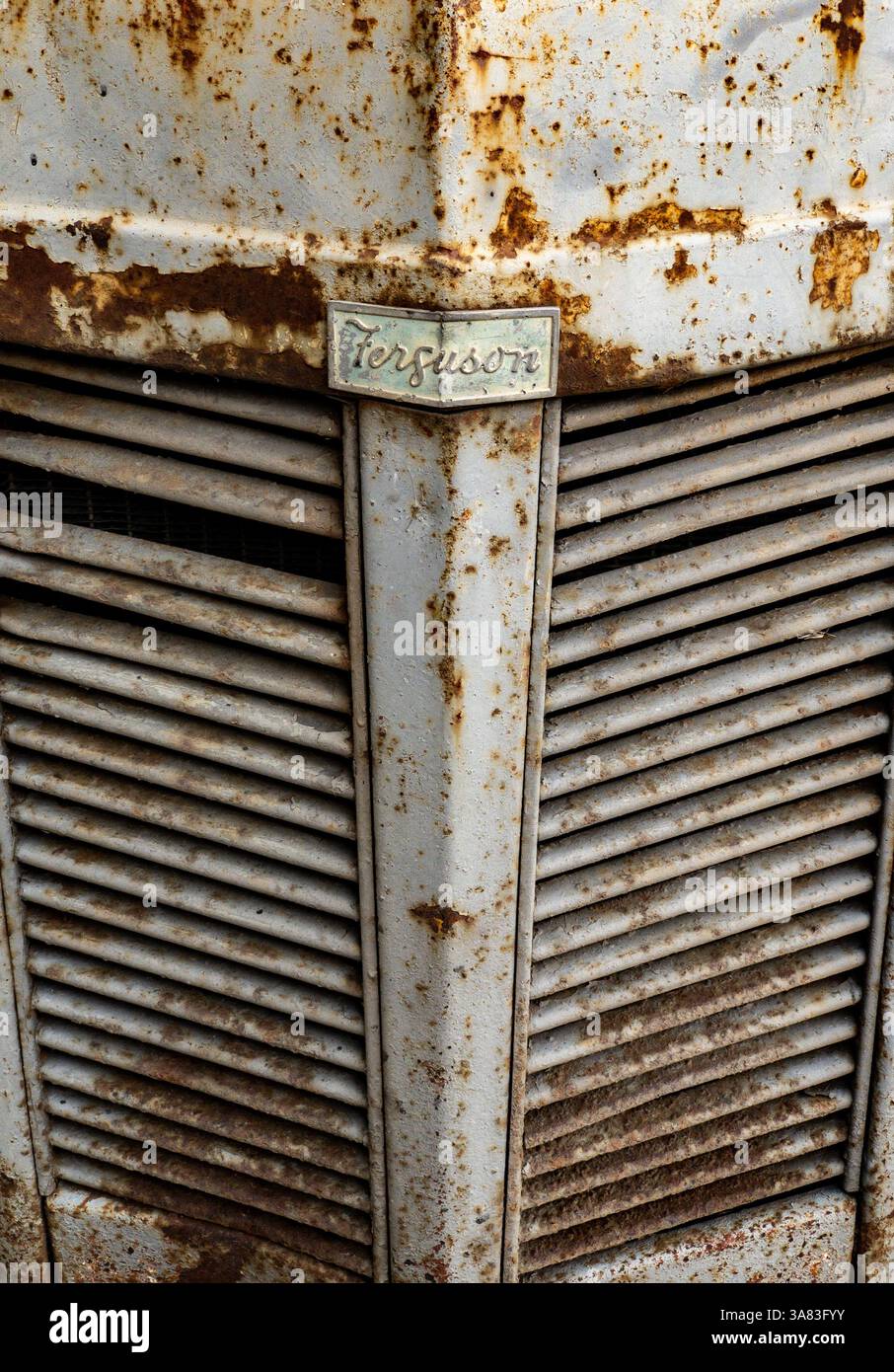 The vintage Ferguson tractor featured a rusty front grille with ...