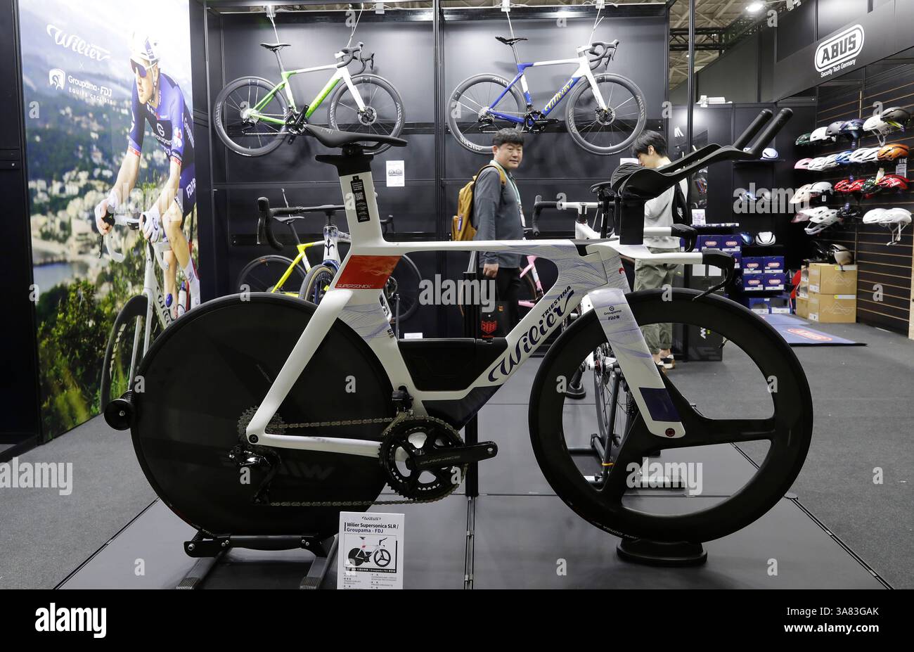 Visitors look at bicycles during the Taipei Cycle Exhibition at the ...