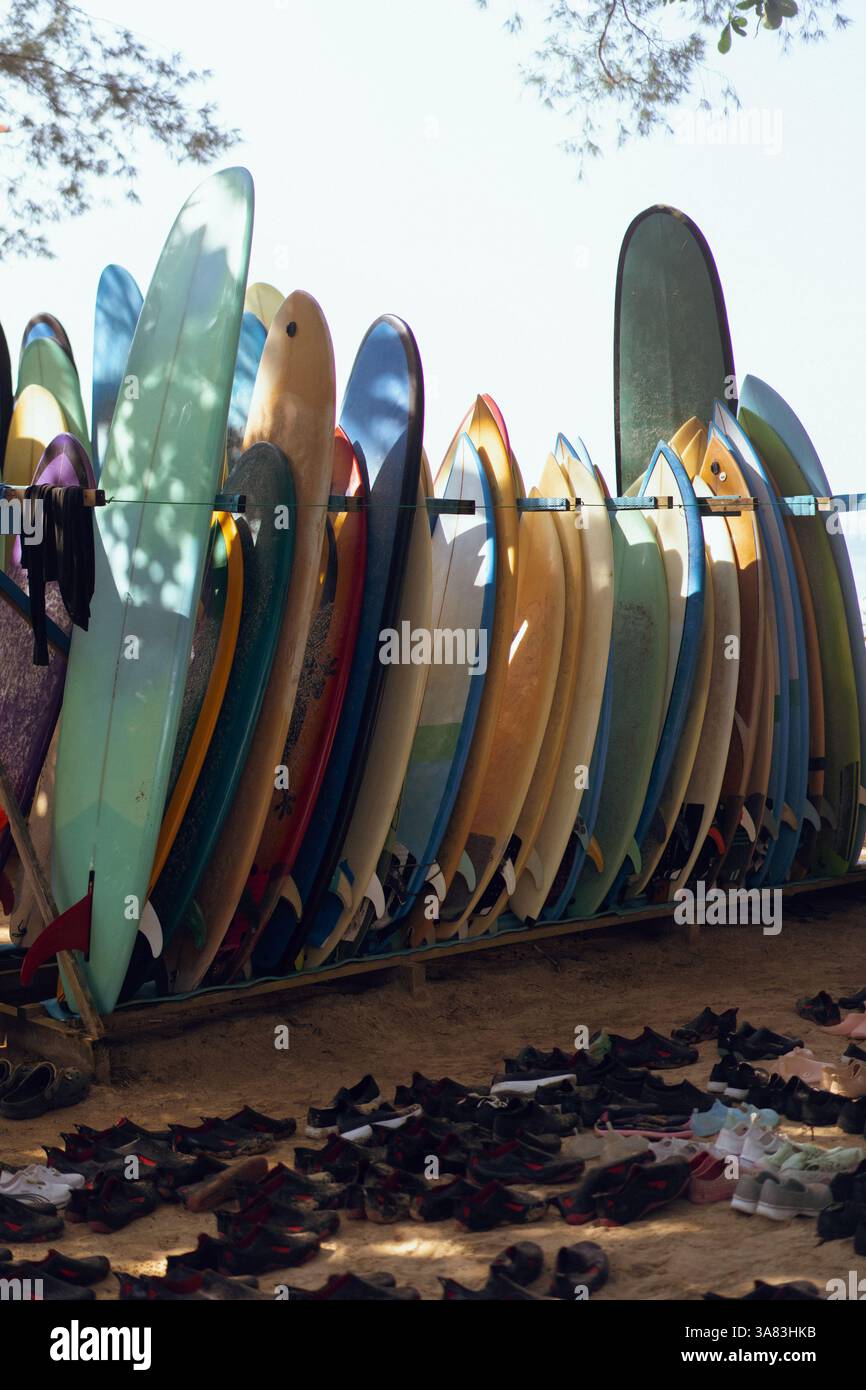 Multicolored boards on beach hi-res stock photography and images - Alamy