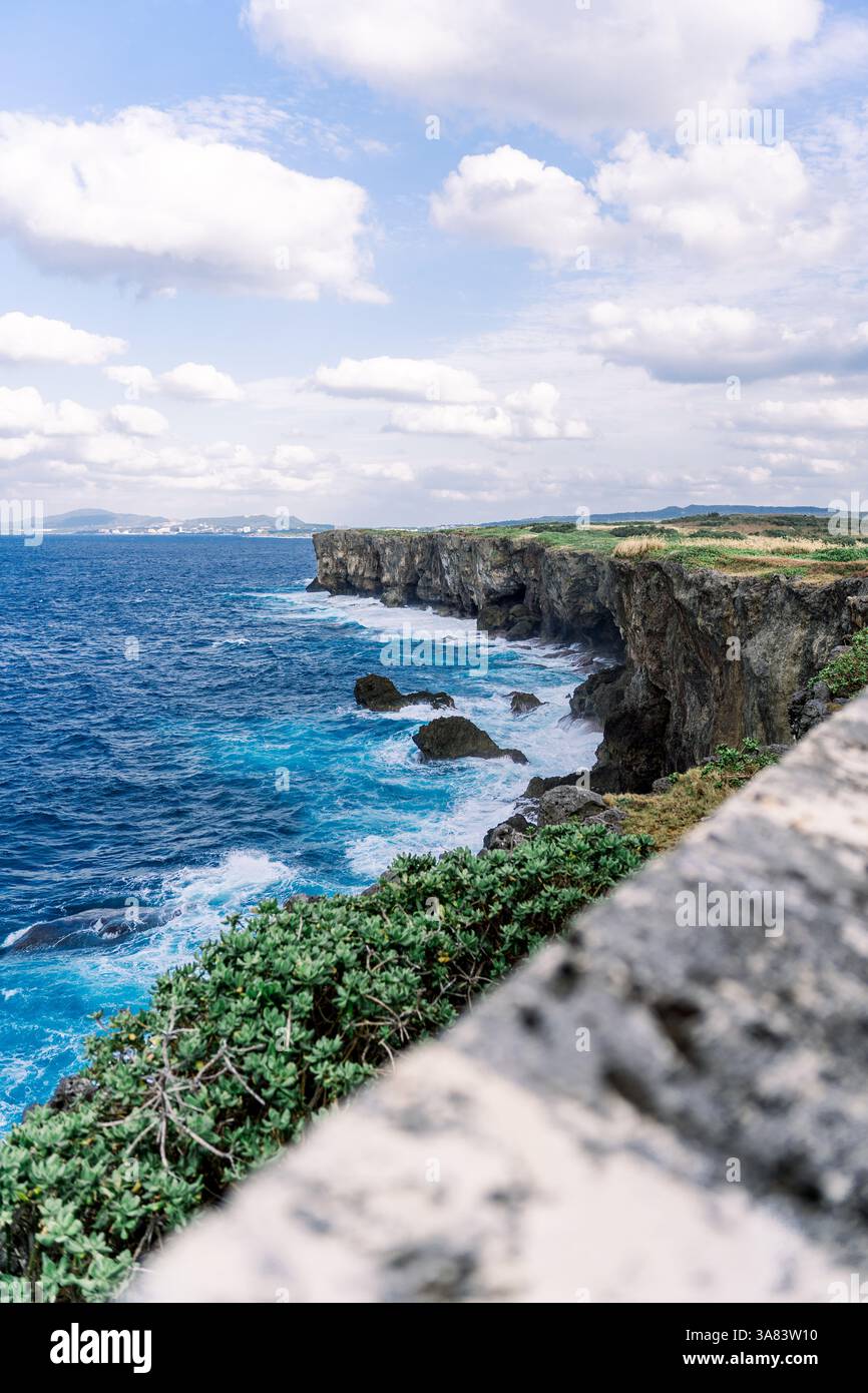 Cape Zanpa Ocean Waves Crashing Stock Photo - Alamy