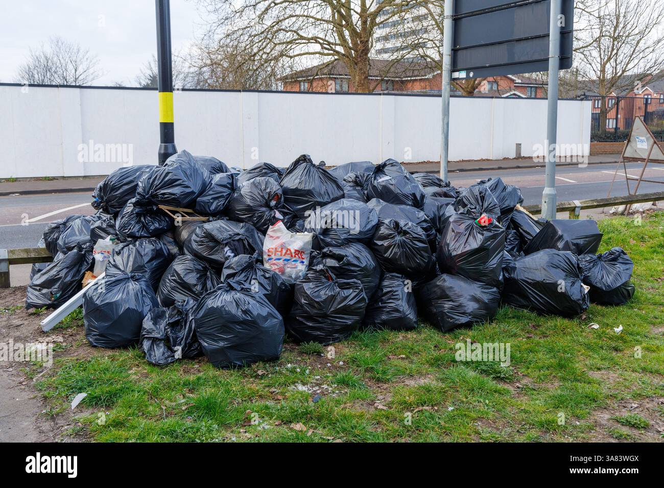 Birmingham Bin Strike. Pictured, a large amount of rubbish near the ...