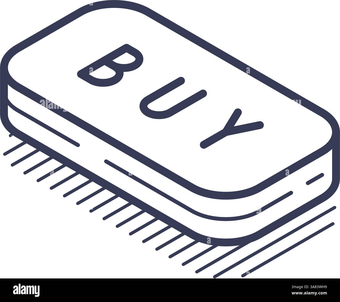Icon presents a simple isometric representation of a buy button ...