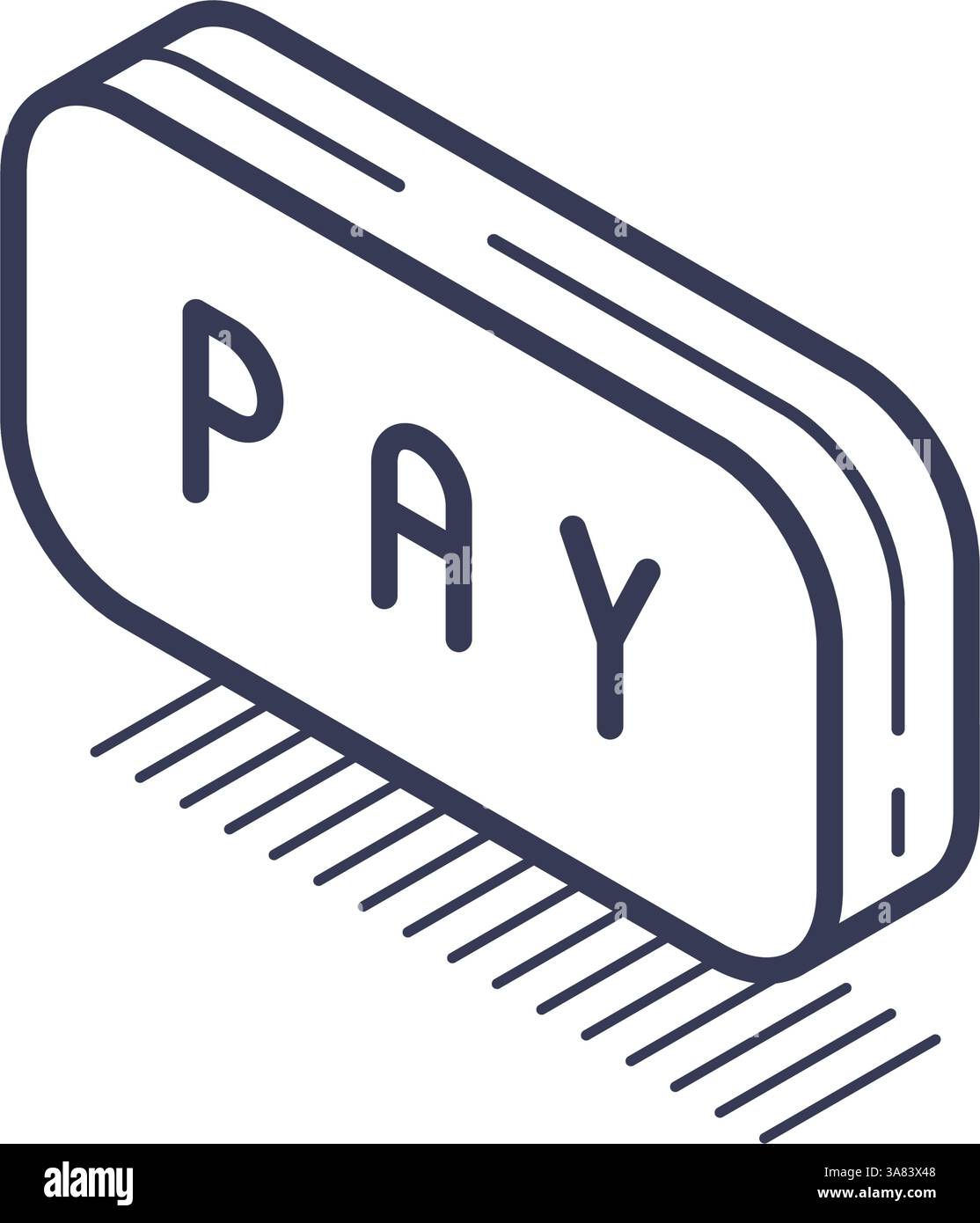 Icon presents a simple isometric representation of a pay button ...