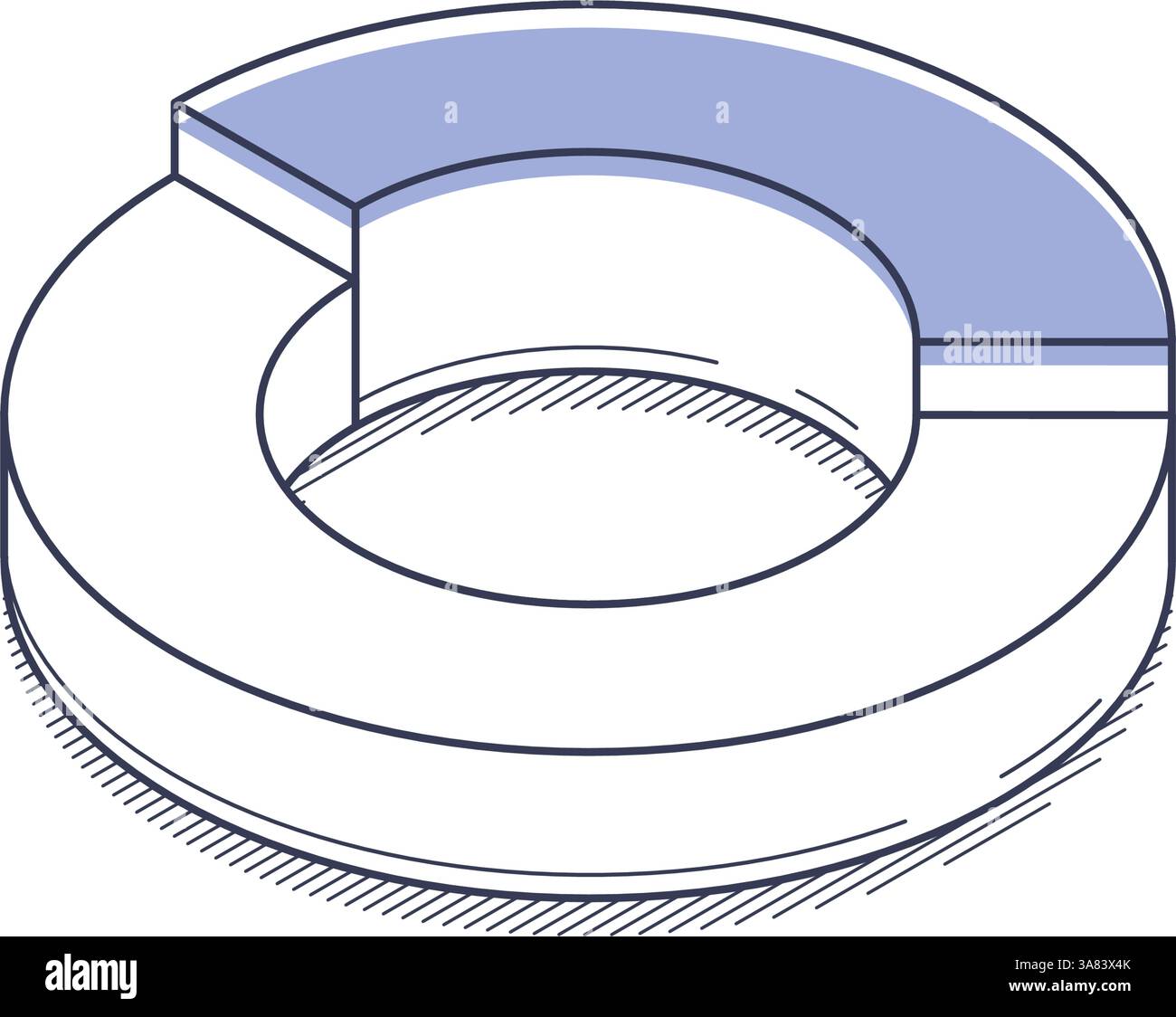 Isometric line design features a doughnut shape with segments shaded in ...