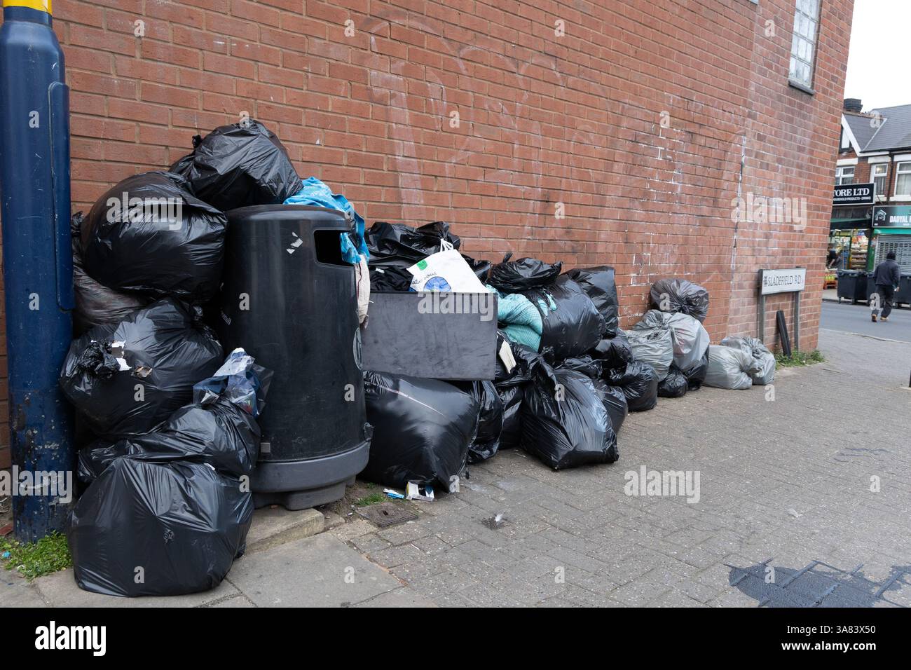Birmingham Bin Strike. Pictured, mounting rubbish in Ward End ...