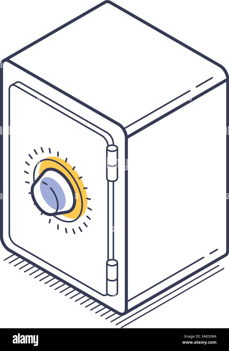 Isometric line icon depicts a bank safe designed with a sleek, modern ...