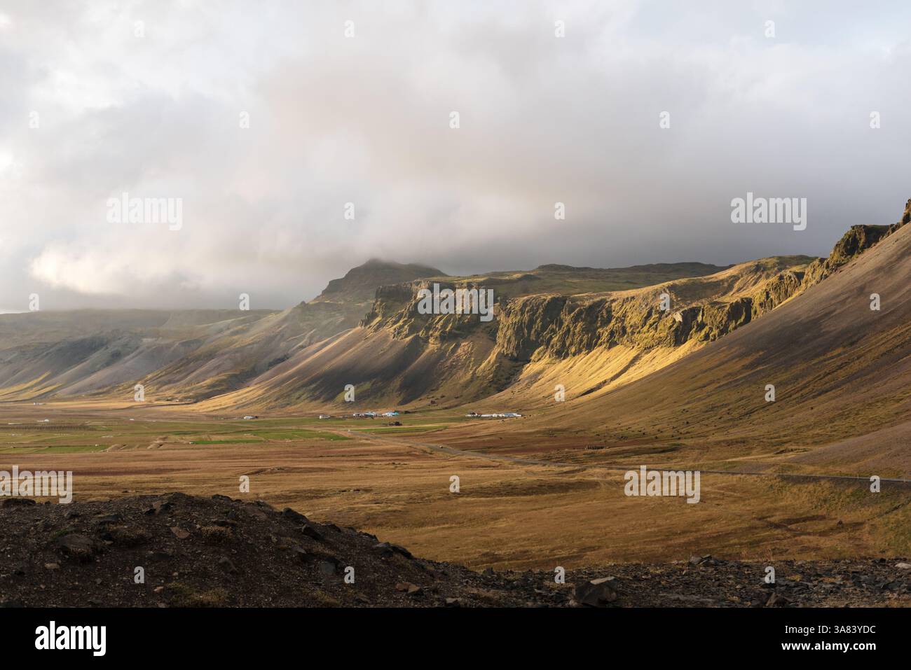 Dramatic Icelandic landscape seen from view point on Western peninsula ...
