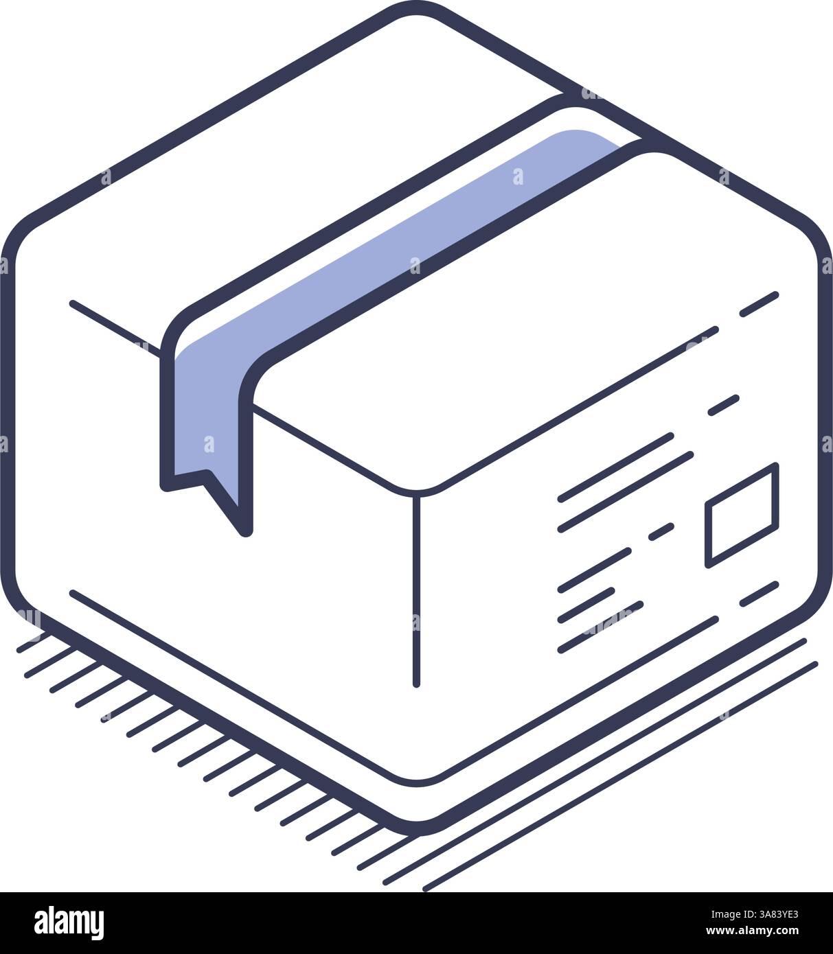 Isometric line icon depicts a box with a simplistic design suitable for ...