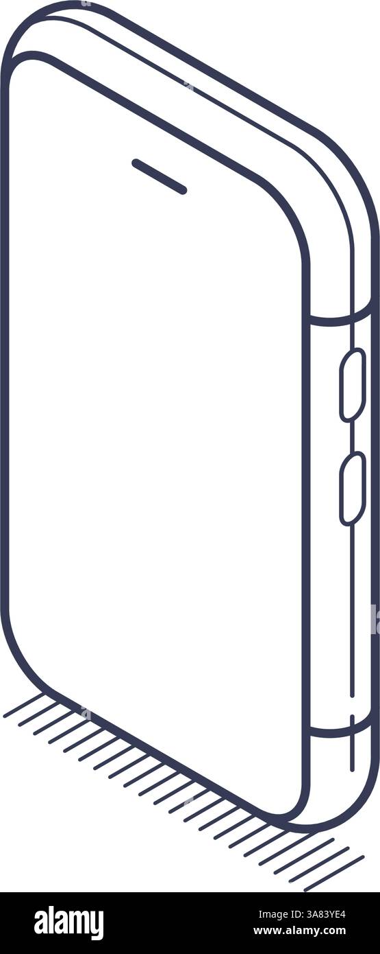 Illustration showcases a smartphone in isometric line art style. Design ...