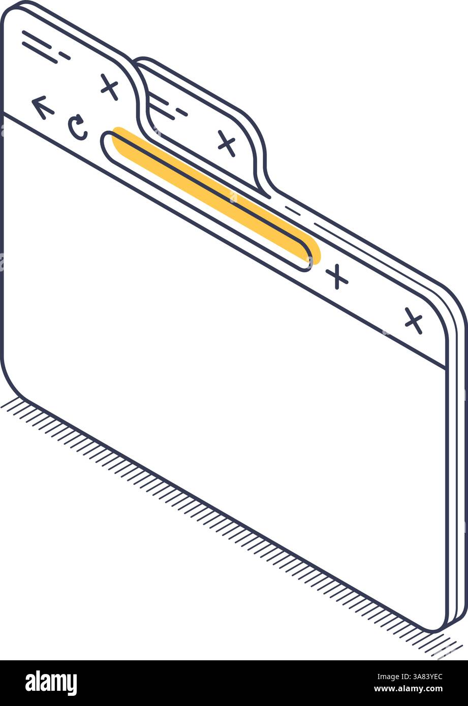 Illustration features an isometric line icon of a web browser window ...