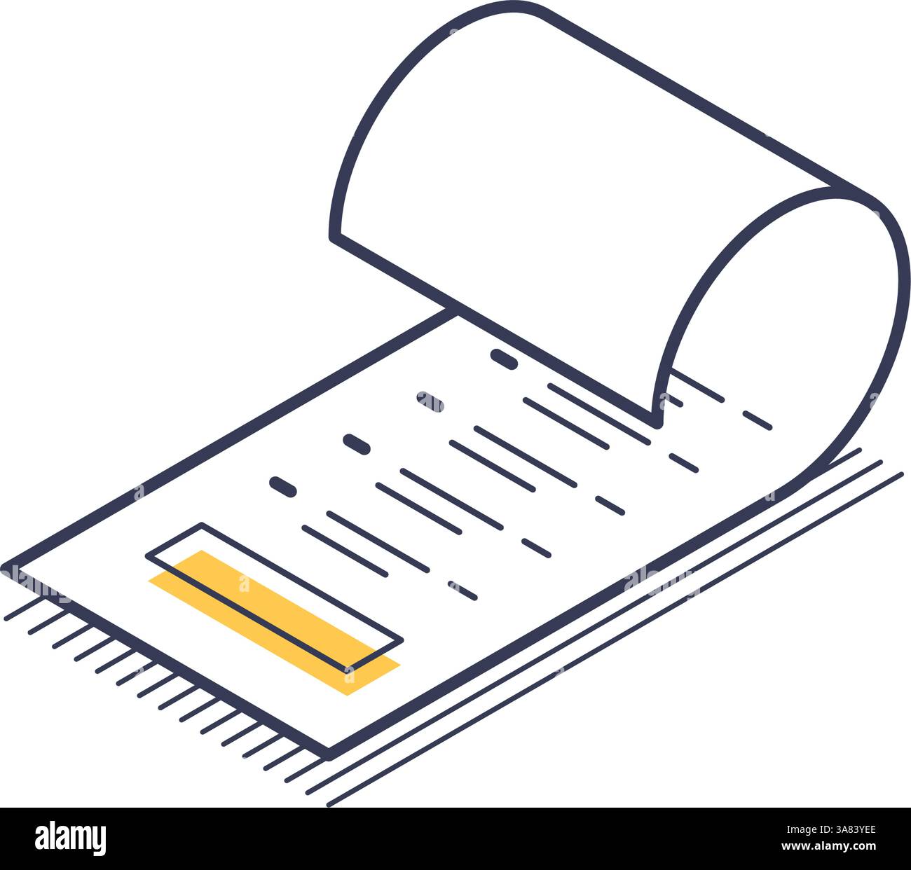 Isometric line icon features a stylized representation of a receipt ...