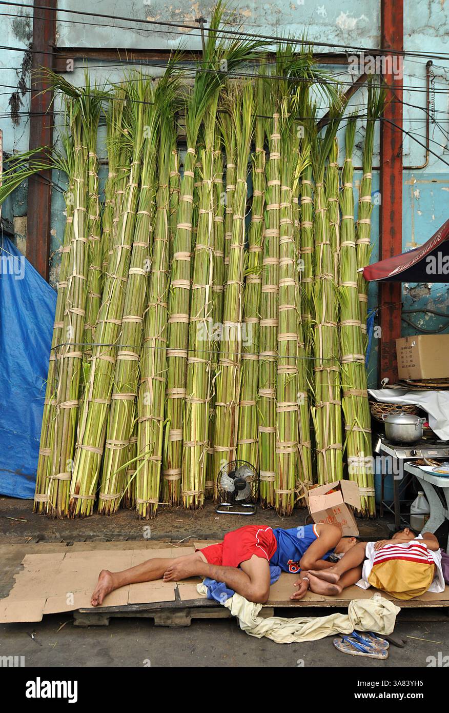 March 20, 2013 - Manila, Philippines - Filipino boys sleep beside past ...