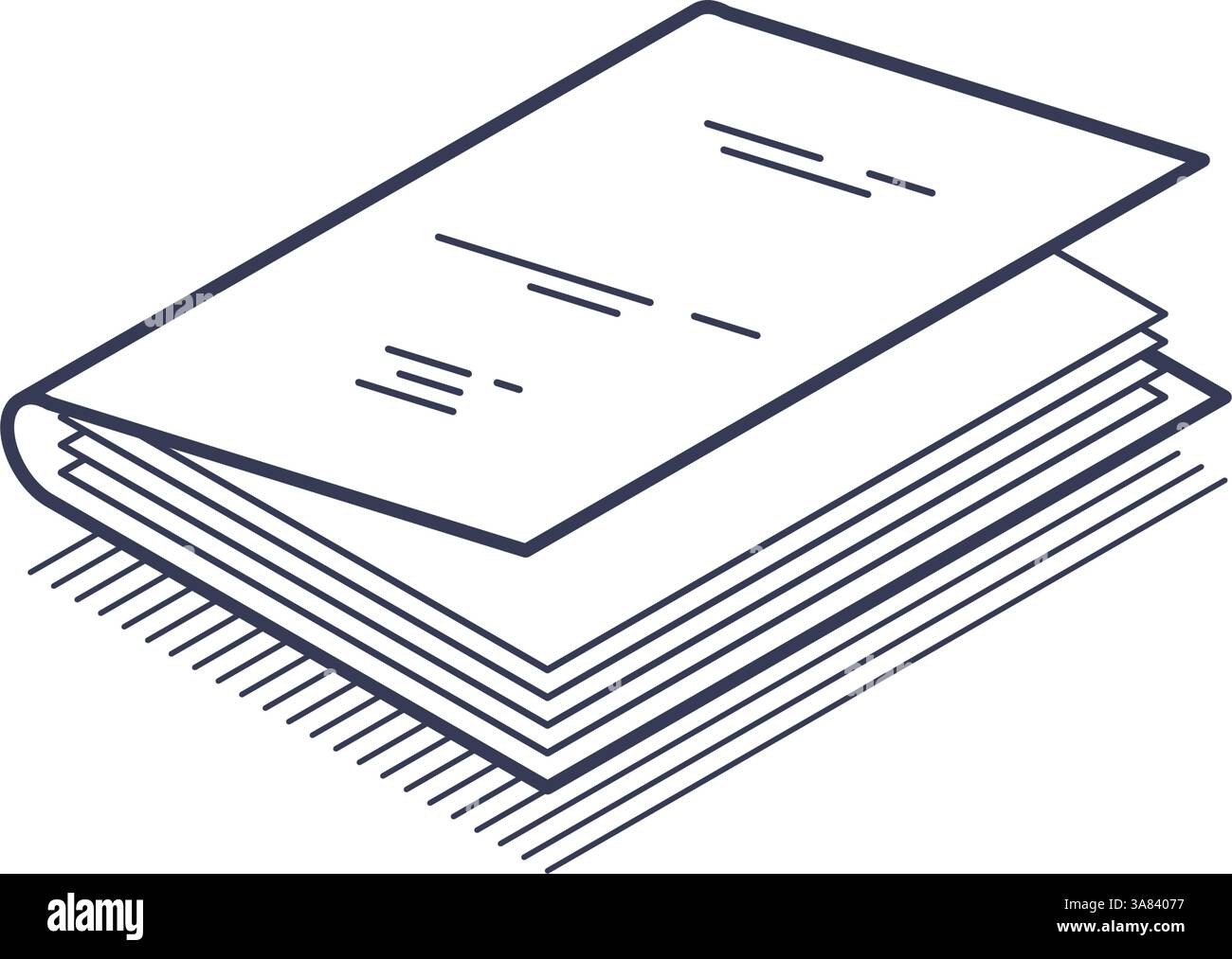 Isometric line icon of a notepad, featuring a sleek design with ...