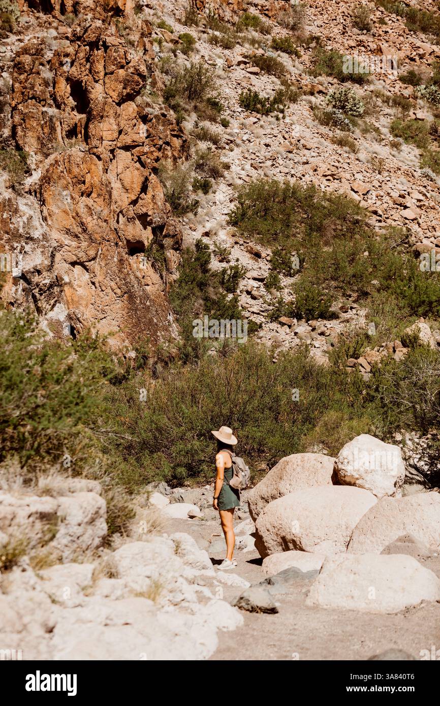 Female Hiker Near Mountain Cliffs in Big Bend Ranch State Park Texas ...
