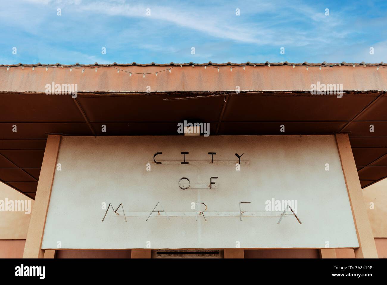 City Hall sign with metal lettering in Marfa, Texas Stock Photo - Alamy