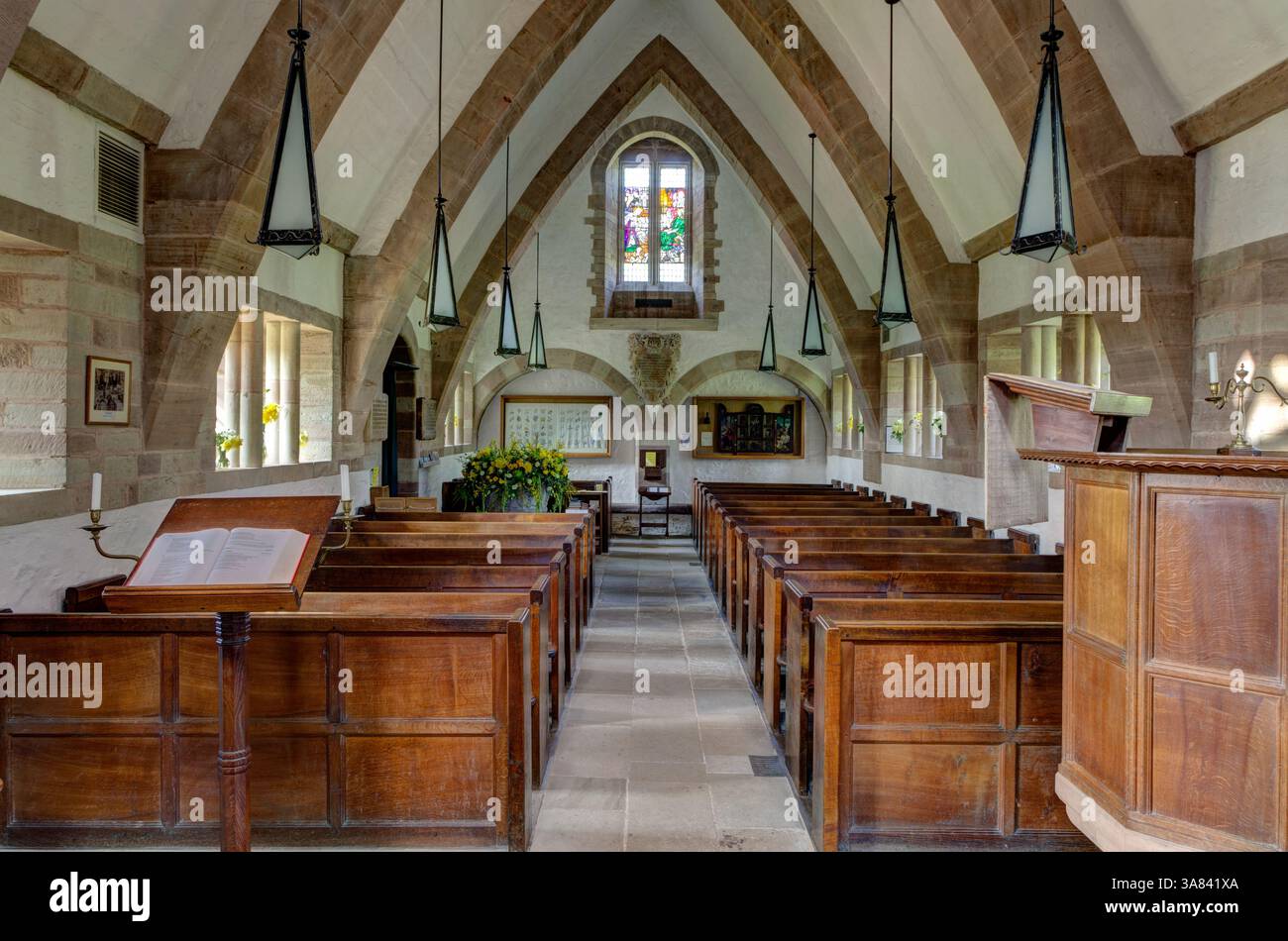 Interior of All Saints Church, Brockhampton, Herefordshire, UK; built ...