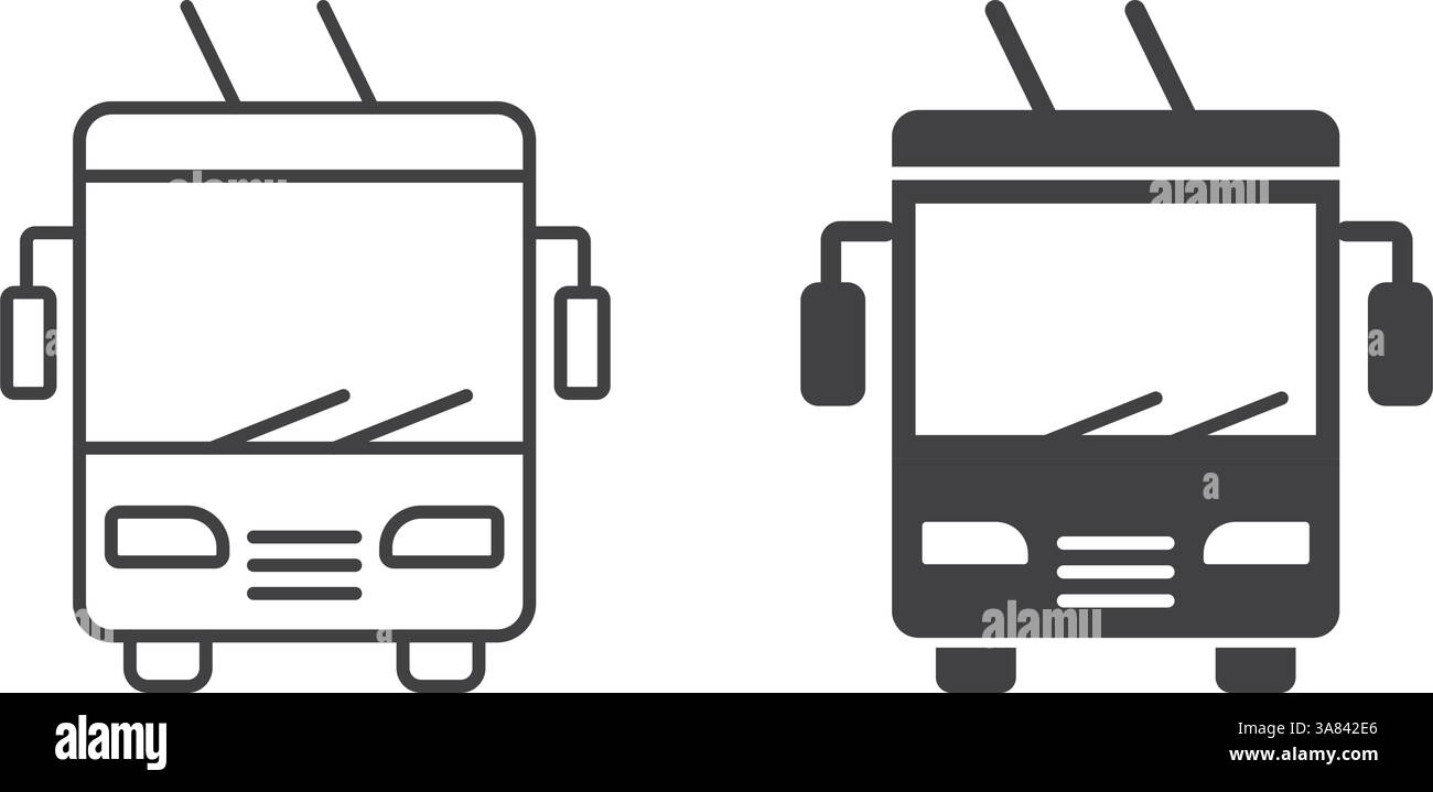 Trolleybus icon in flat style. Electric bus vector illustration on isolated background ...