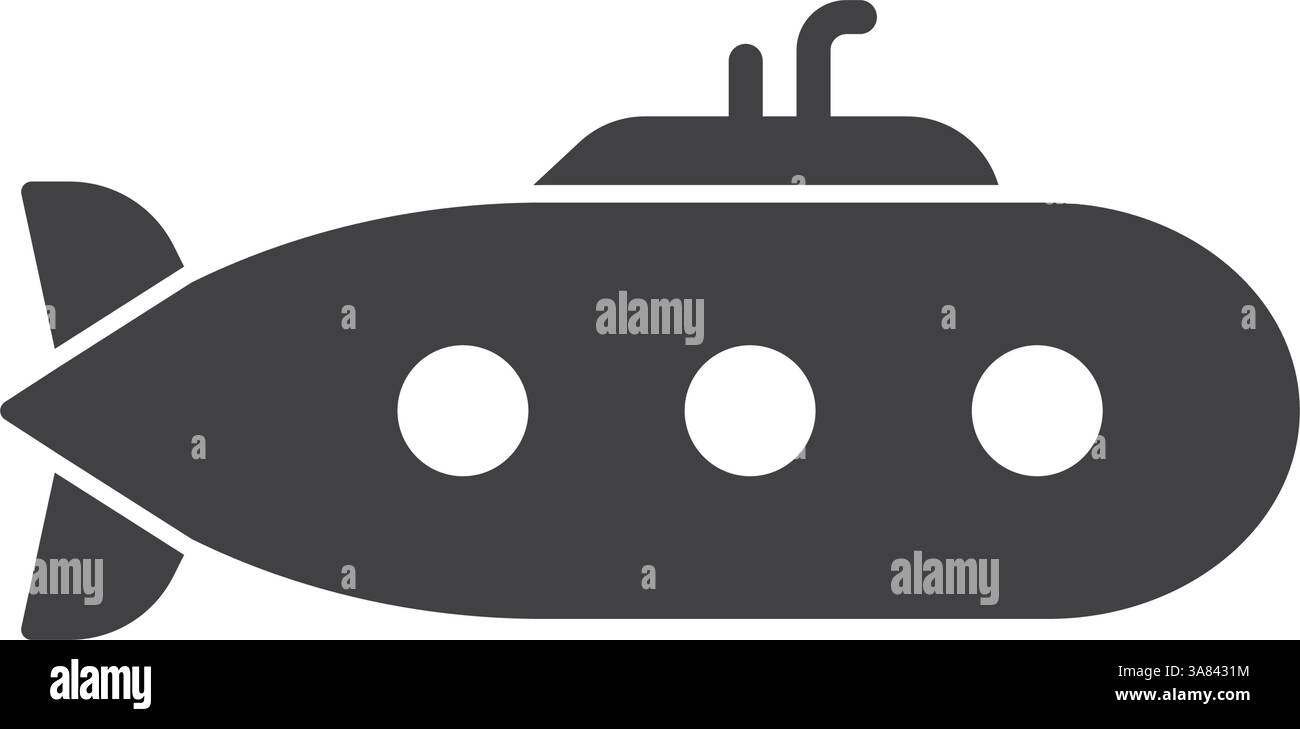 Submarine icon in flat style. Bathyscaphe vector illustration on ...