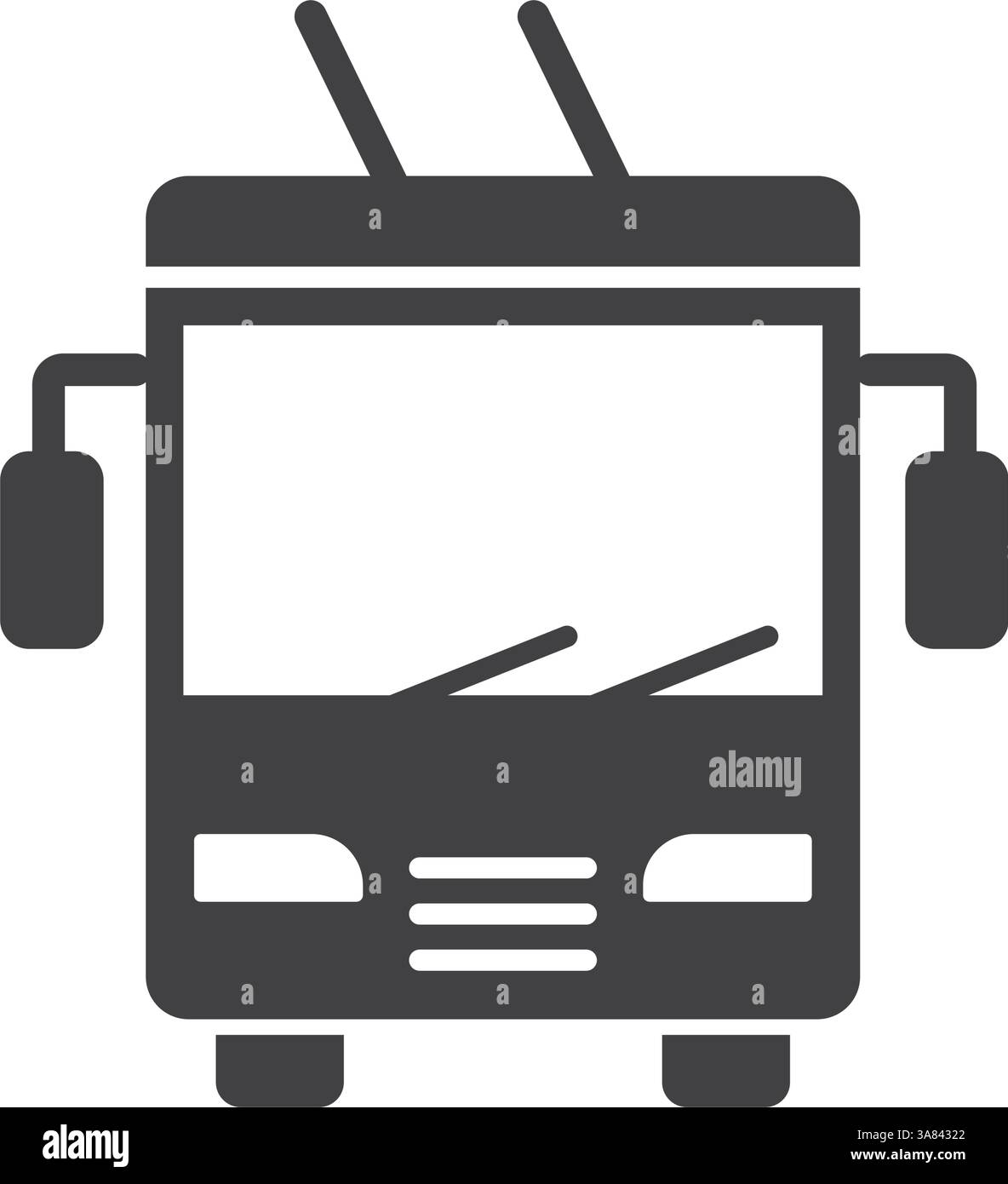 Trolleybus icon in flat style. Electric bus vector illustration on isolated background ...