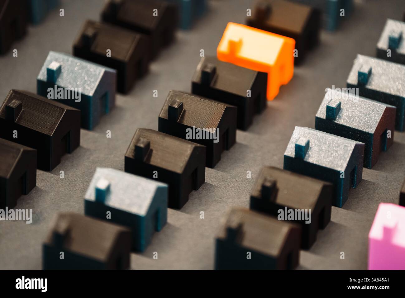 house model real estate district color highlight dark background ...